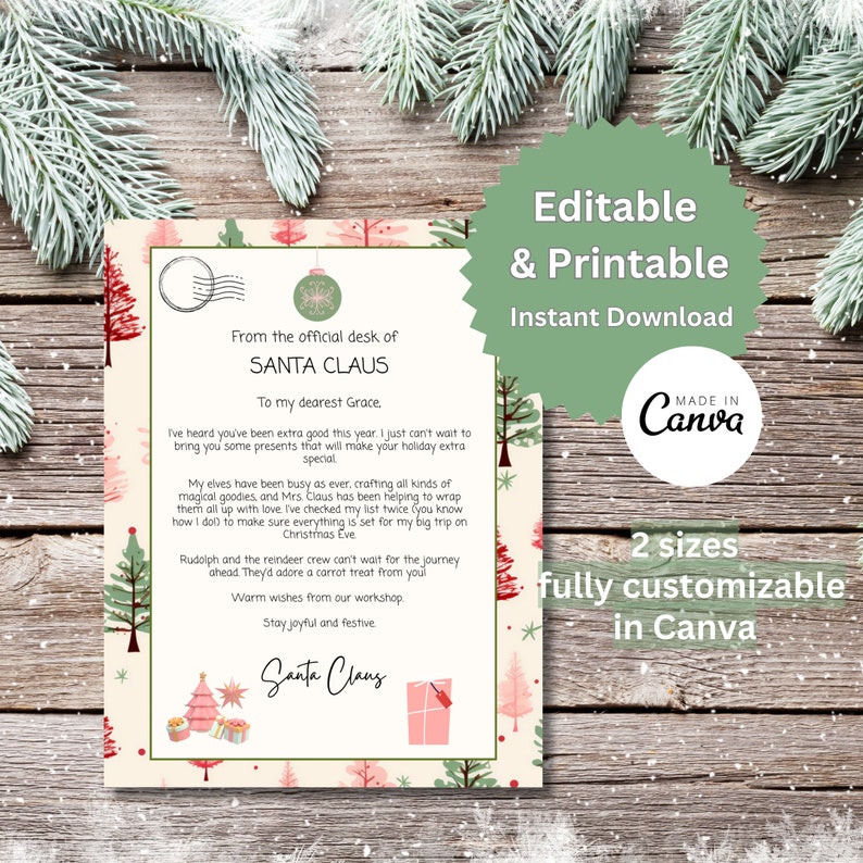 Editable Letter From Santa, Letter From Santa Printable, Letter From ...