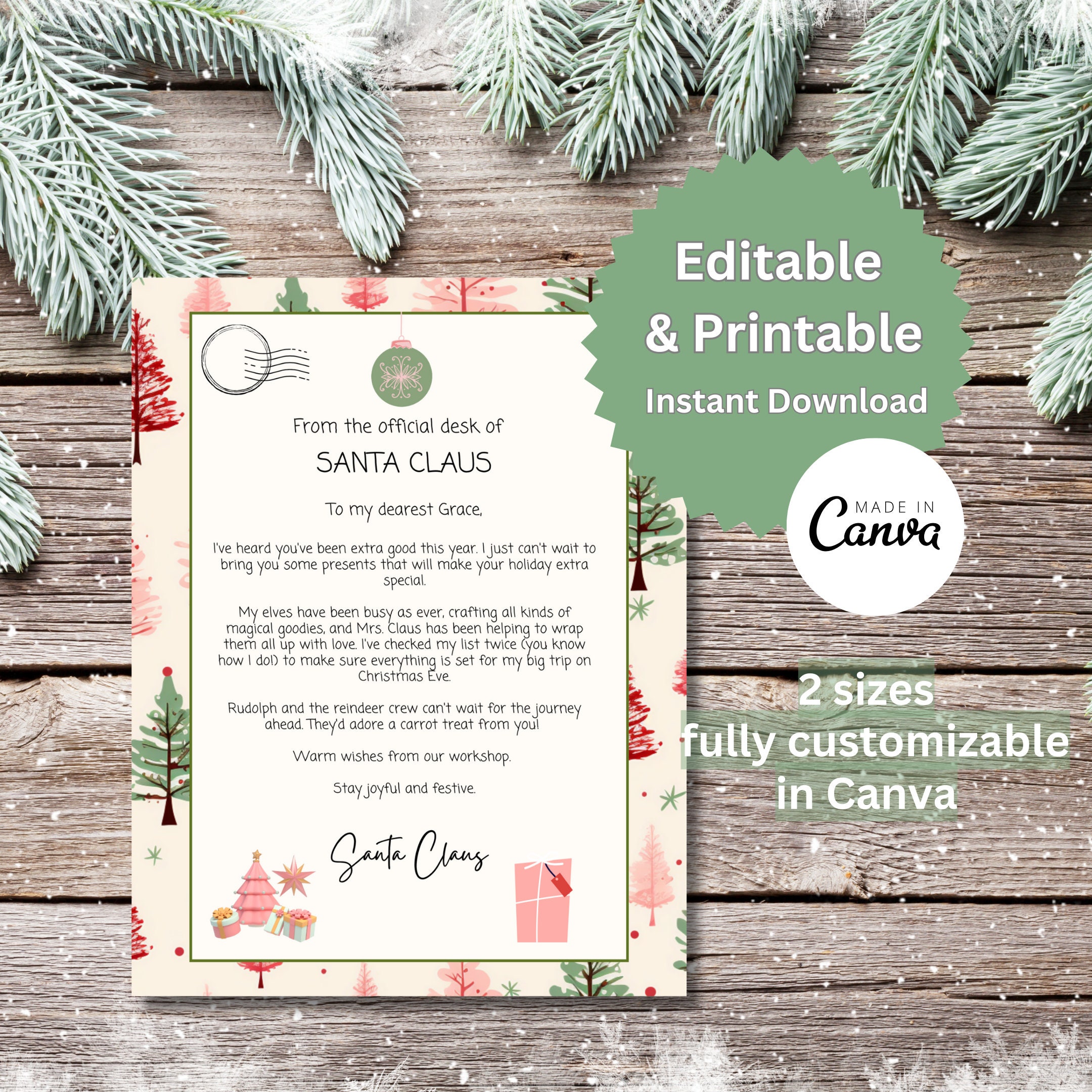Editable Letter From Santa, Letter From Santa Printable, Letter From ...