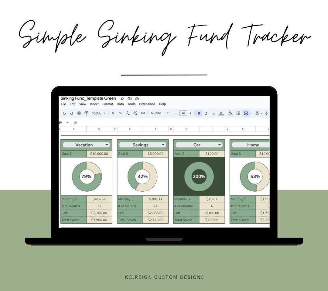 Simple Sinking Fund Tracker - Green - Etsy