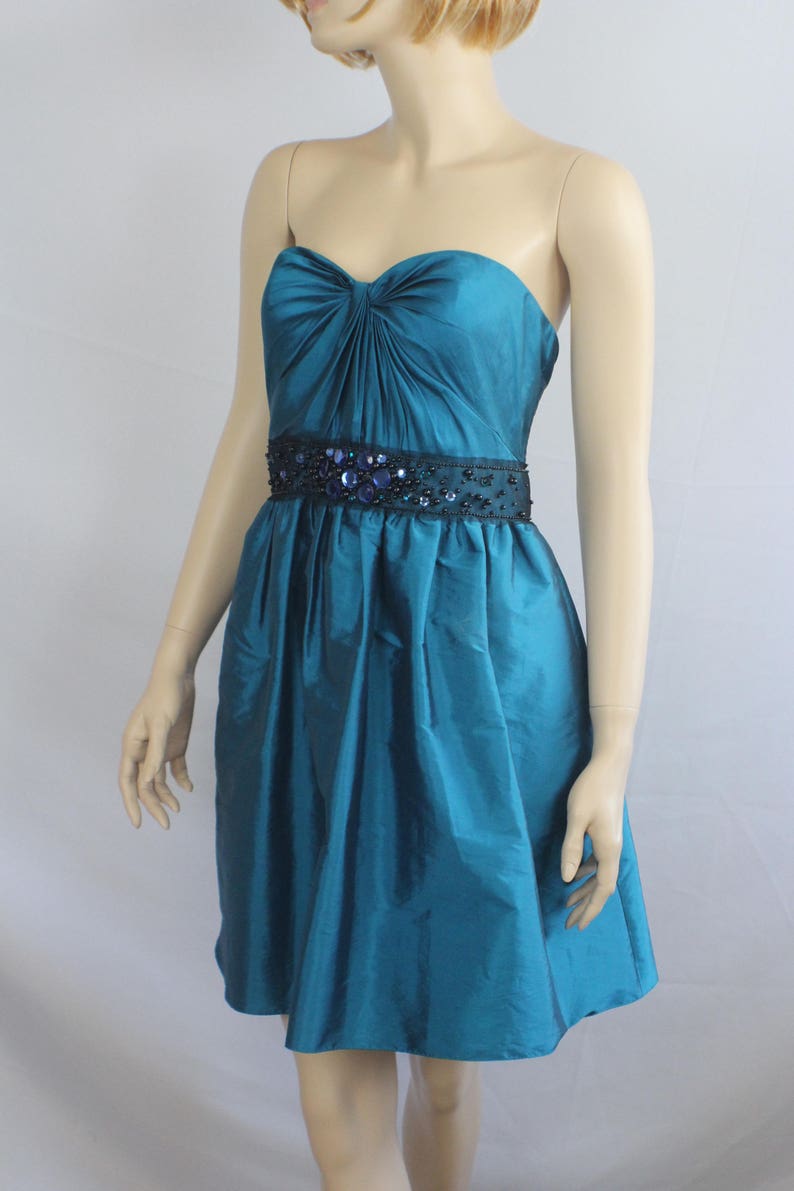 90s Prom Dress Vintage 1990s Dress Turquoise Blue Strapless Etsy