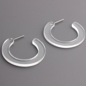 Clear Acrylic Hoop Findings, 1 Pair, Small Clear Lucite Hoop Earrings ...