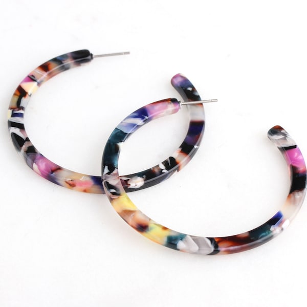 Resin Hoop Earrings - Etsy