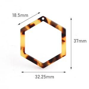 2 Thin Hexagon Charms, Hexagon Outline, Faux Tortoise Shell Beads ...