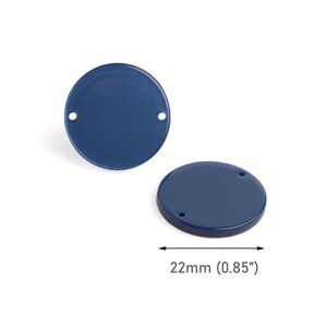 4 Dark Blue Circle Connectors, 22mm, Acetate Plastic, 2 Hole Beads ...