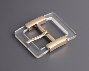 1 Tortoise Shell Buckle, 2 X 1.6" Inch, Gold Tone Metal, Square Plastic ...