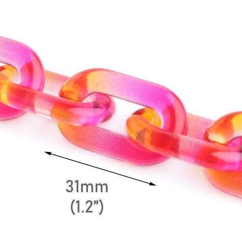 1ft Frosted Neon Pink Plastic Chain Links 23 X 17mm | Etsy