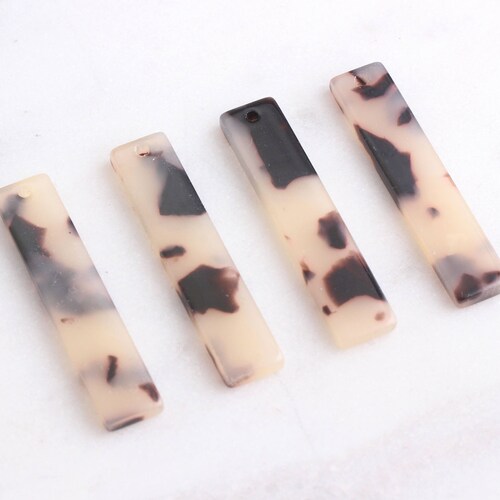 4 White Tortoise Shell Charm 1 Hole 35mm Rectangle Bars | Etsy