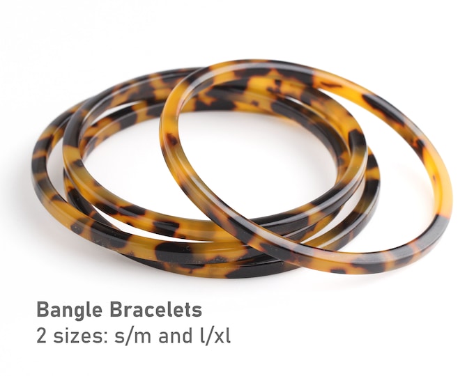 1 Tortoise Shell Bracelet, Thin and Skinny, Acetate Plastic, Tortoise Bangle Bracelet ...