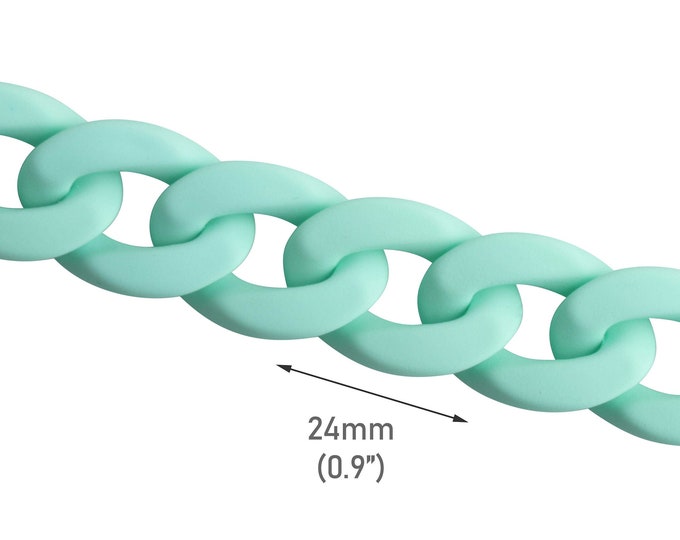 1ft Matte Mint Green Acrylic Chain Links, 24 X 17mm, Pastel Colors ...
