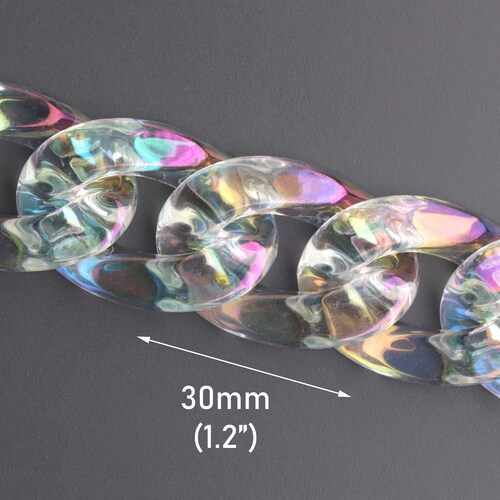 1ft Opal Clear Acrylic Chain Links 23x17mm Iridescent - Etsy