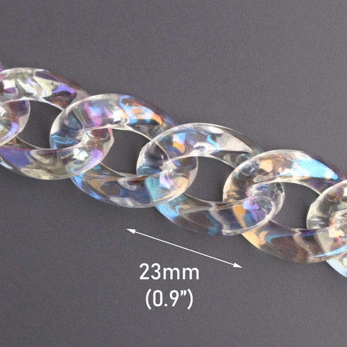 1ft Opal Clear Acrylic Chain Links 23x17mm Iridescent - Etsy
