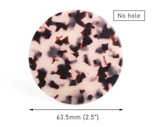 1 White Tortoise Shell Circle With No Hole, 2.5" Inch, Resin Coaster ...