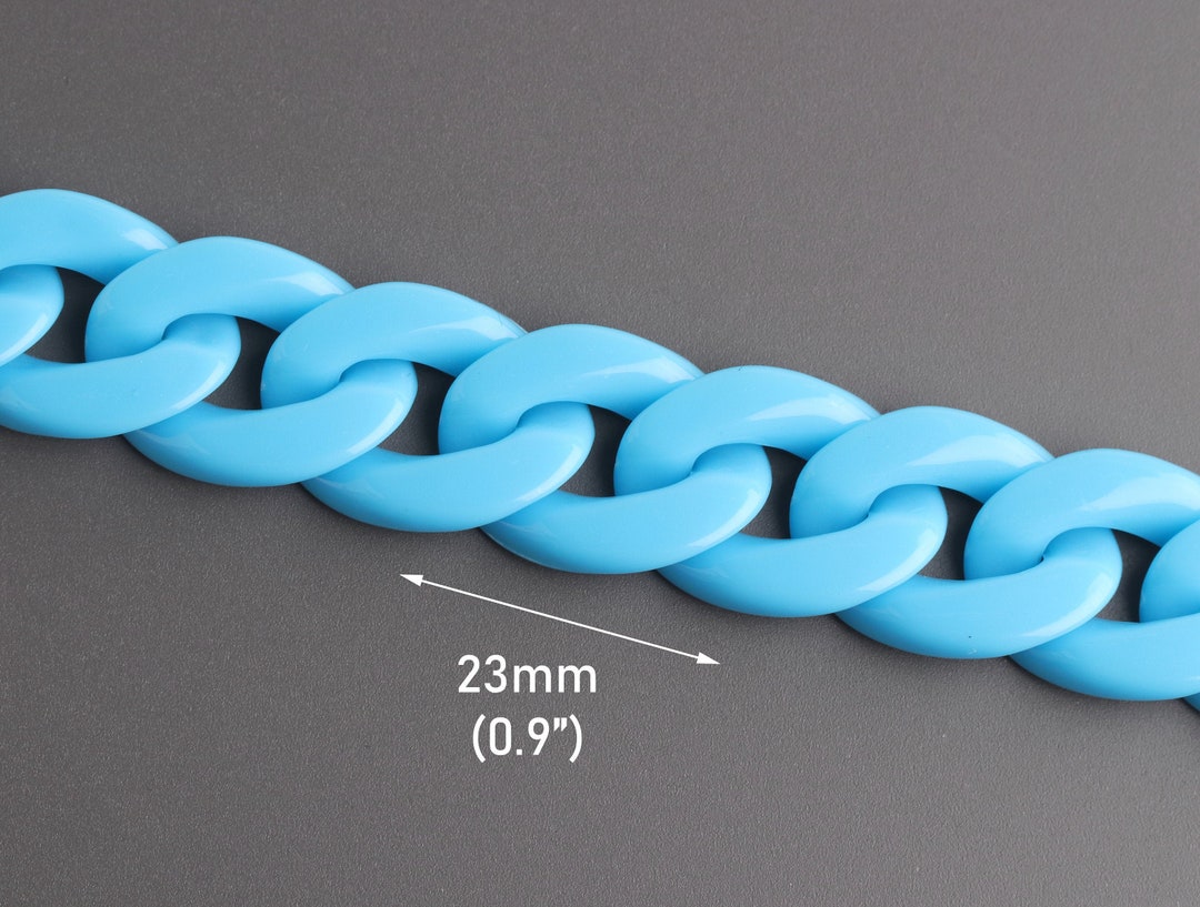 1ft Water Blue Plastic Chain Links, 23mm X 17mm, Cuban Chain Necklace ...