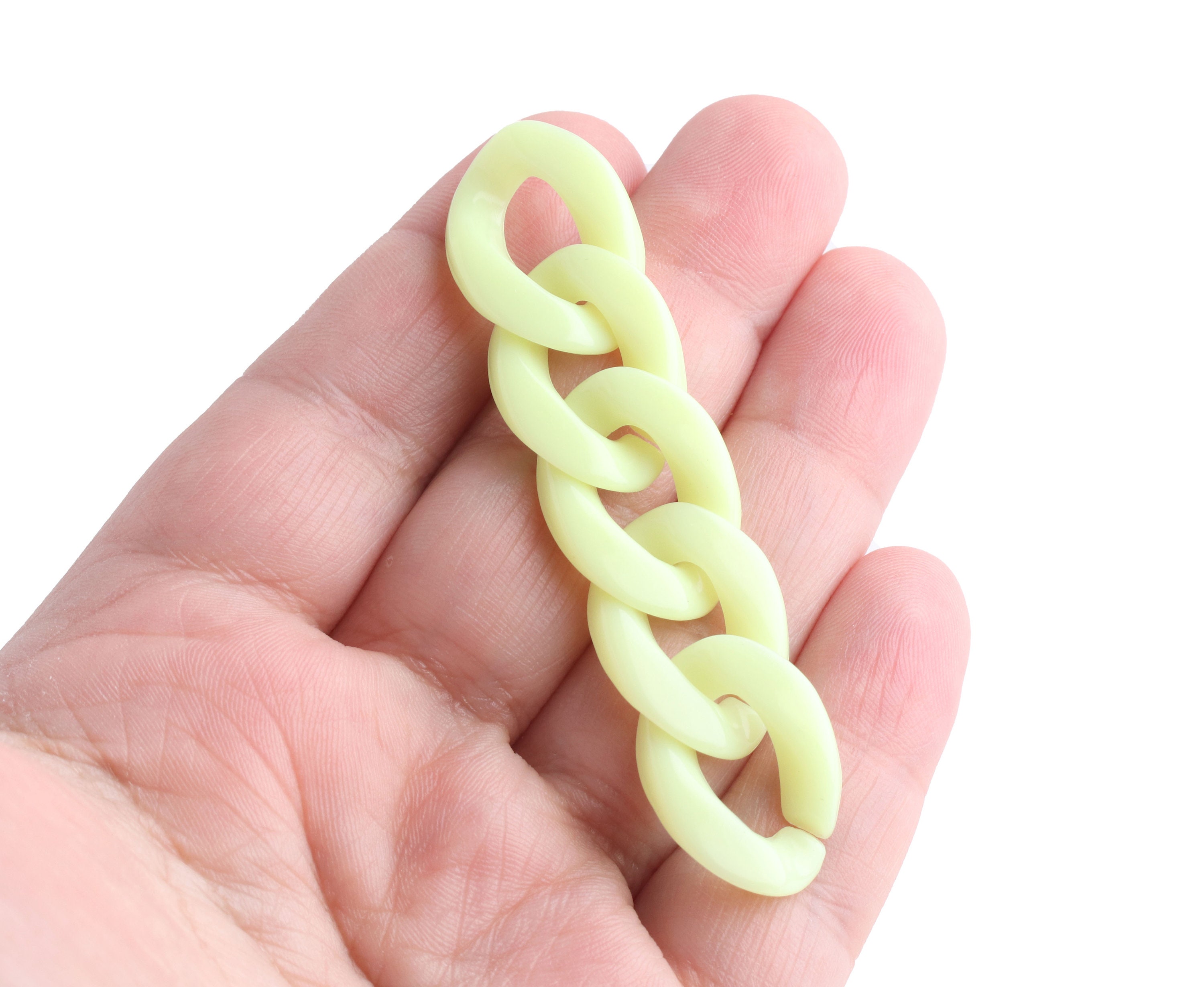 1ft Pastel Yellow Acrylic Chain Links, 23x17mm, Lemon Sorbet, Wholesale ...