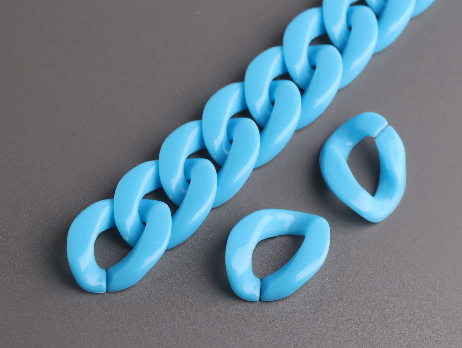 1ft Water Blue Plastic Chain Links 23mm X 17mm Cuban Chain - Etsy