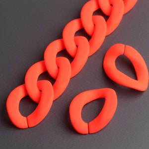 1ft Matte Neon Orange Plastic Chain Links, 24 X 17mm, Smooth Connectors ...