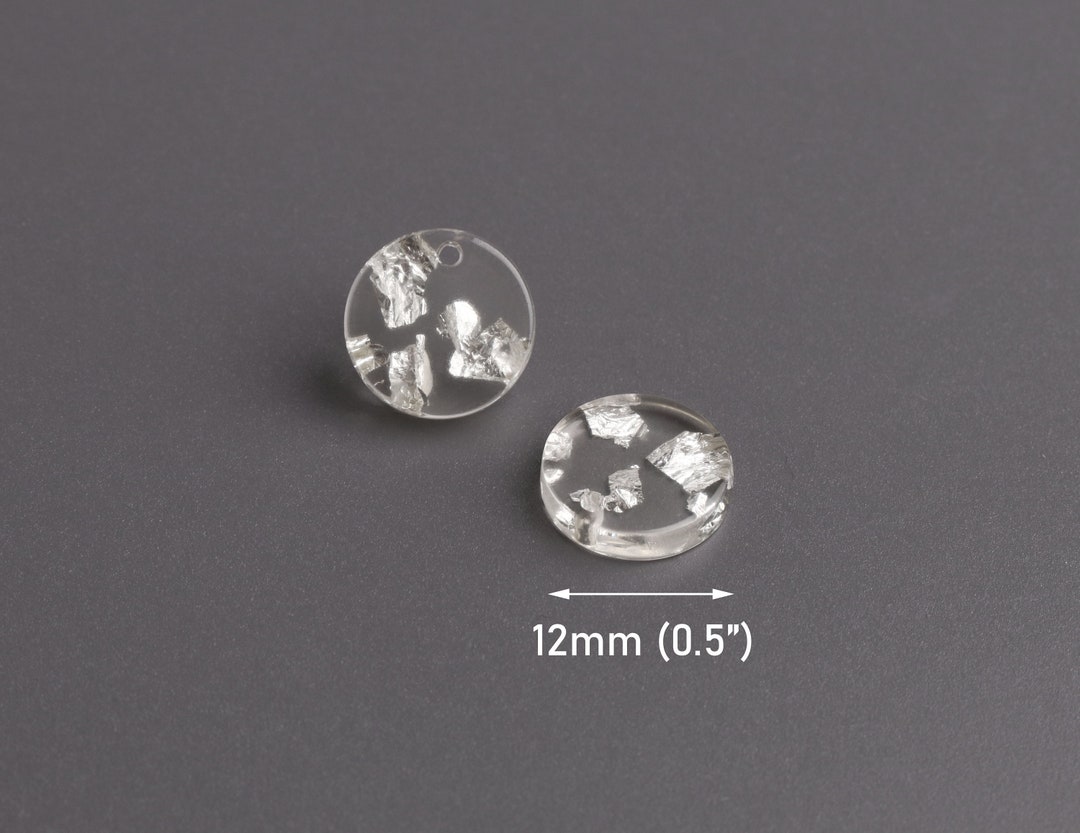 4 Crystal Clear Acrylic Charms With 1 Hole, 12mm, 0.5" Inch, Silver ...