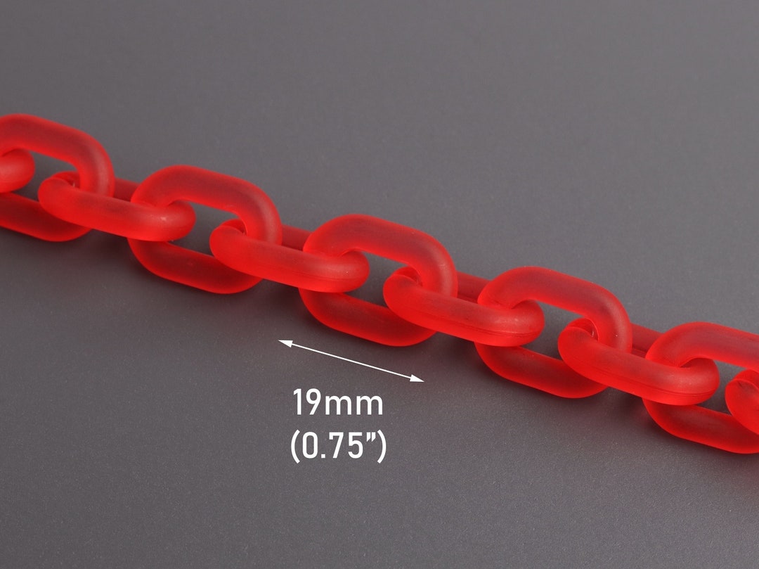 1ft Frosted Red Chain Links, 19 X 14mm, Small Size, Matte Acrylic Chain ...