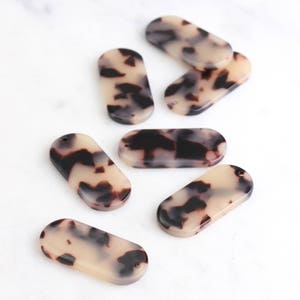 4 White Tortoise Shell Rectangle Pendant 30mm, Dog Tag Bead Wide Bar ...