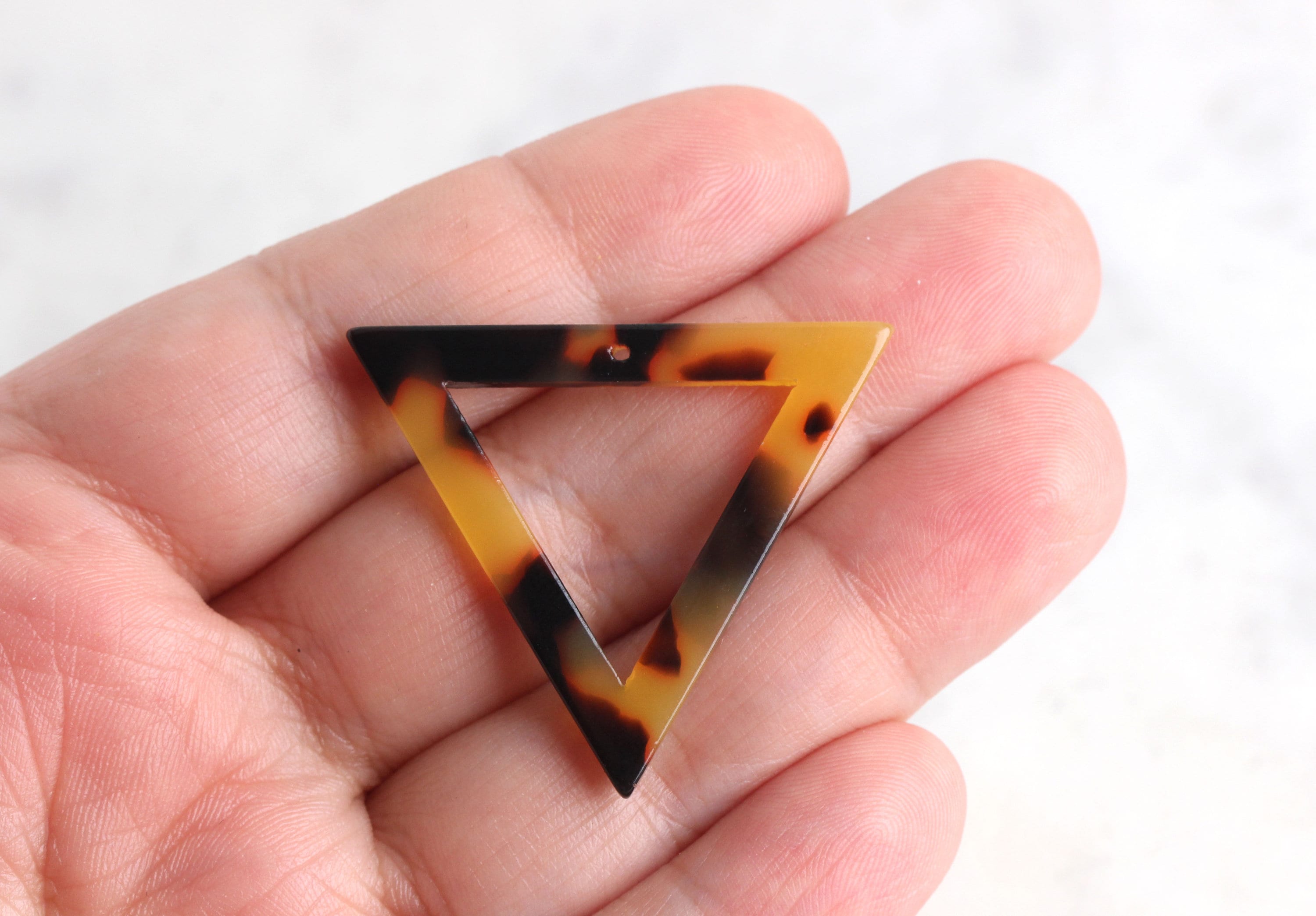 2 Large Triangles Tortoise Shell Middle Side Hole Amber | Etsy