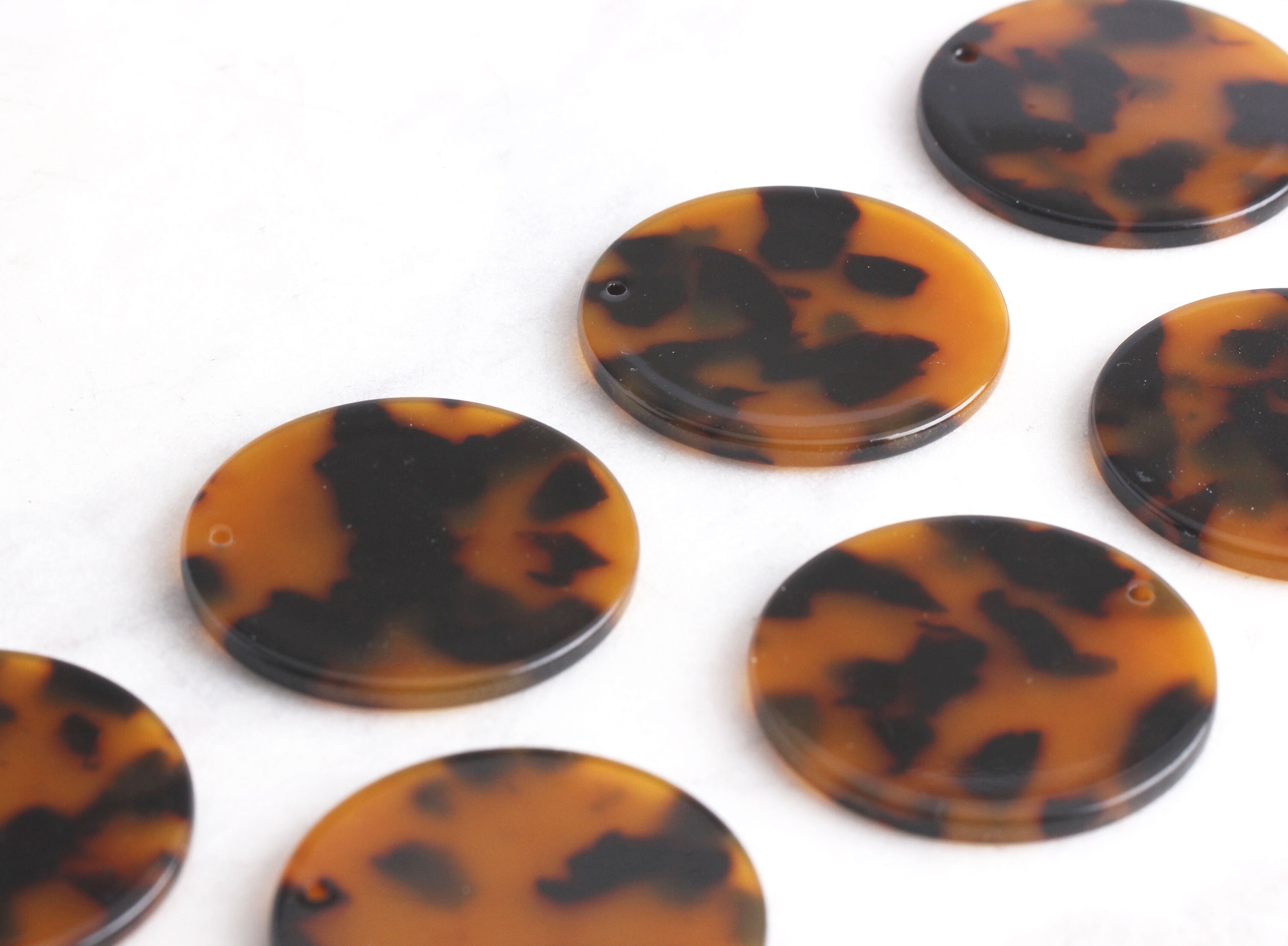 4 Tortoise Shell Pendants 35mm Circle Marble Charms Acetate | Etsy