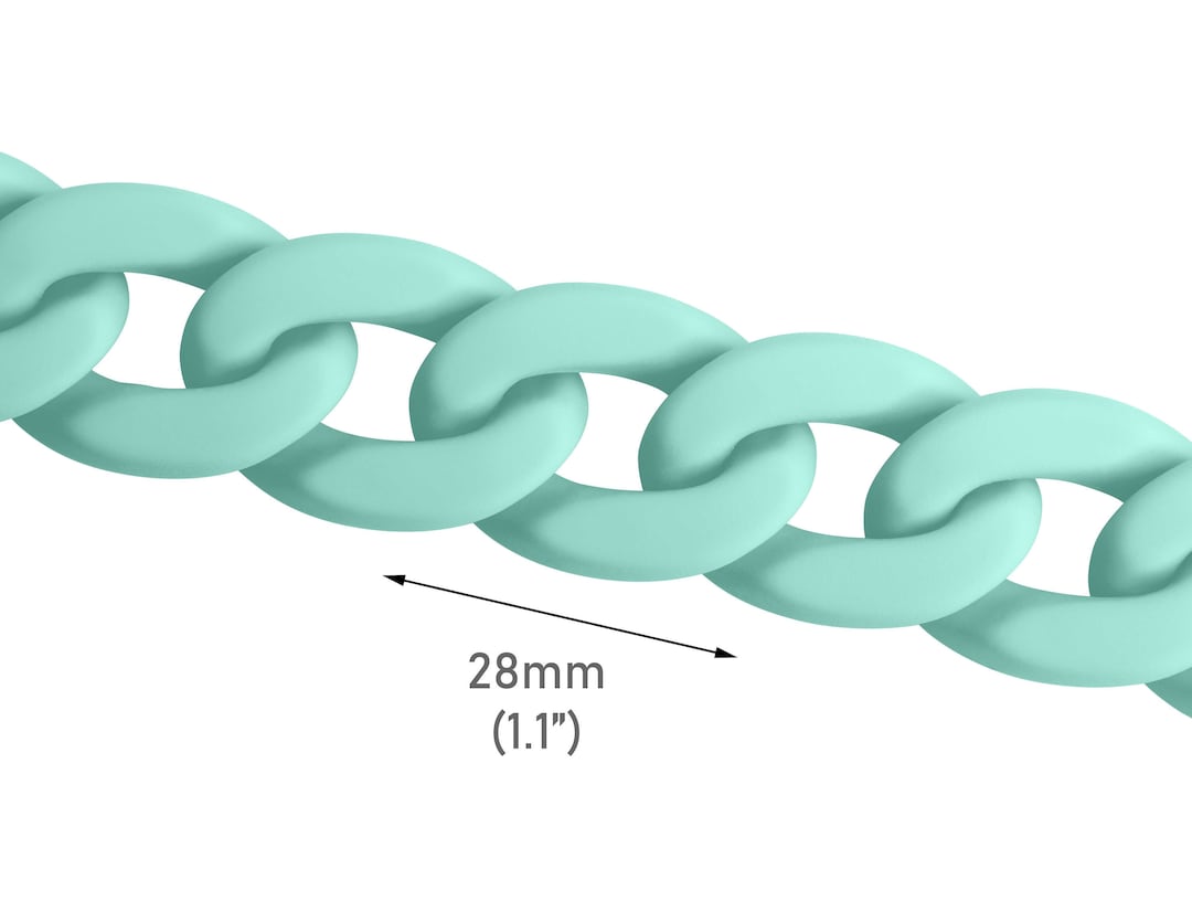 1ft Matte Mint Green Acrylic Chain Links, 28 X 20mm, Light Green Chain ...