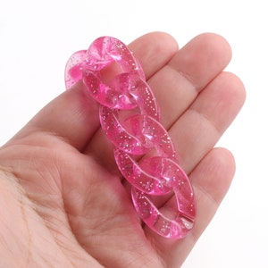 1ft Large Glitter Plastic Chain in Hot Pink, 30 X 21mm, Transparent ...
