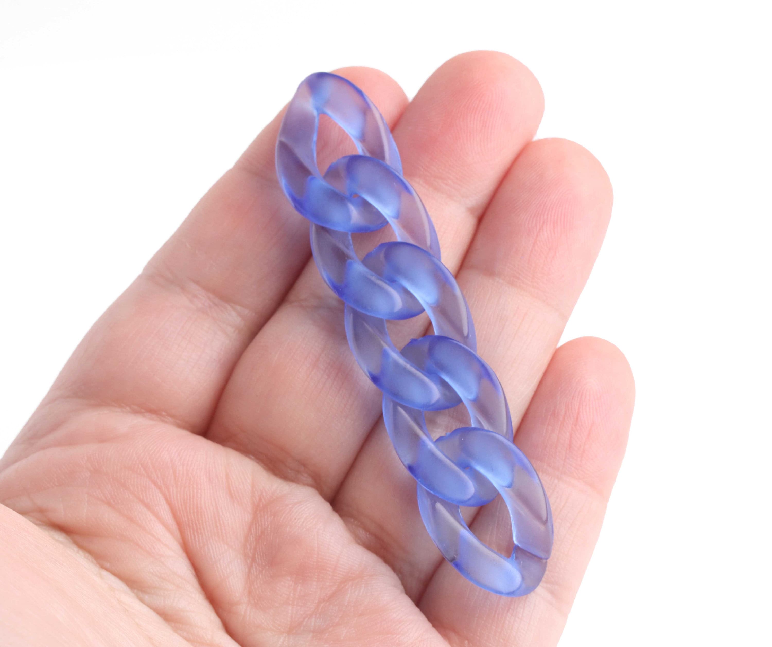1ft Transparent Sapphire Blue Chain Links, 24 X 17mm, Chunky Chain ...