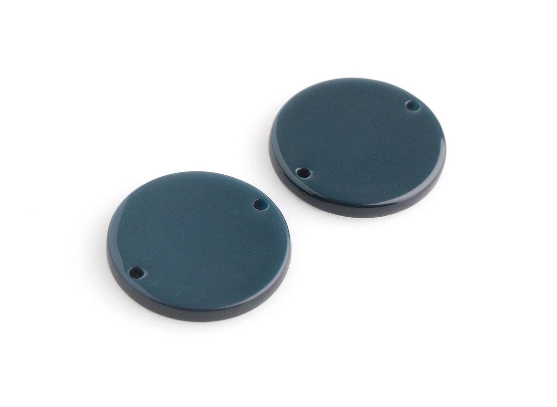 4 Marine Blue Circle Connector Earring Findings, Cellulose Acetate ...