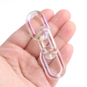 1ft Opal Clear Acrylic Chain Links, 38 X 22.5mm, Iridescent Chain, AB ...