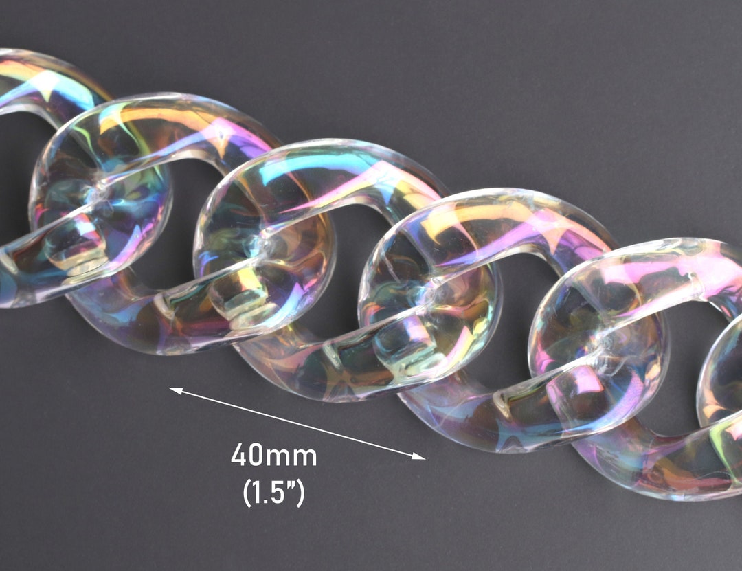 1ft Opal Clear Plastic Chain Links, 40 X 33.5mm, Extra Large Chain ...