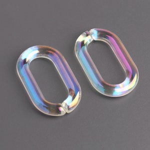 1ft Opal Clear Acrylic Chain Links, 38 X 22.5mm, Iridescent Chain, AB ...