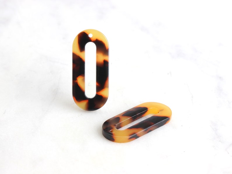 4 Flat Oval Links 30mm, Orange Tortoise Shell Pendant Plastic Tortoise ...