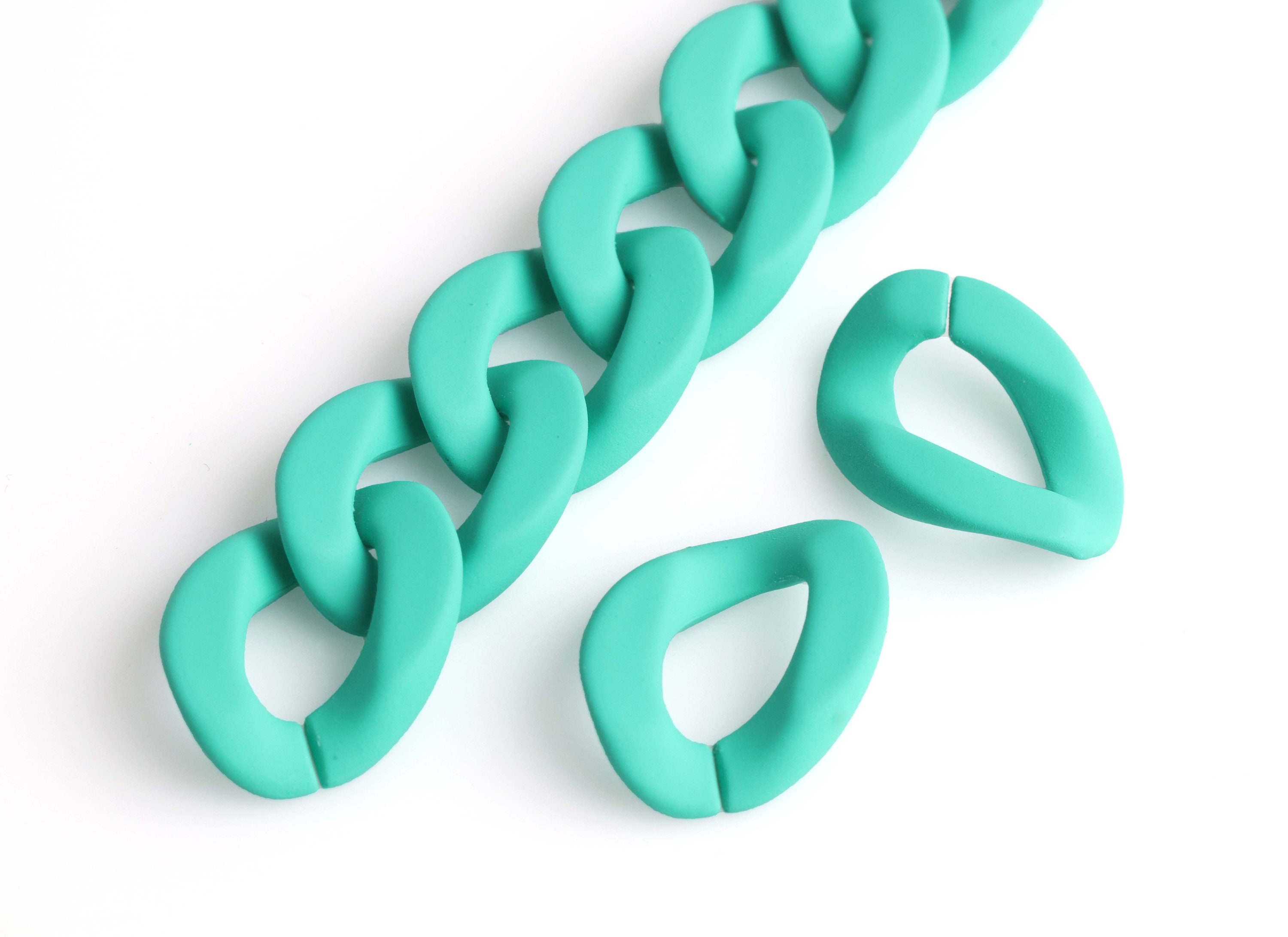 1ft Matte Turquoise Green Chain Links, 24 X 17mm, Colorful Plastic ...