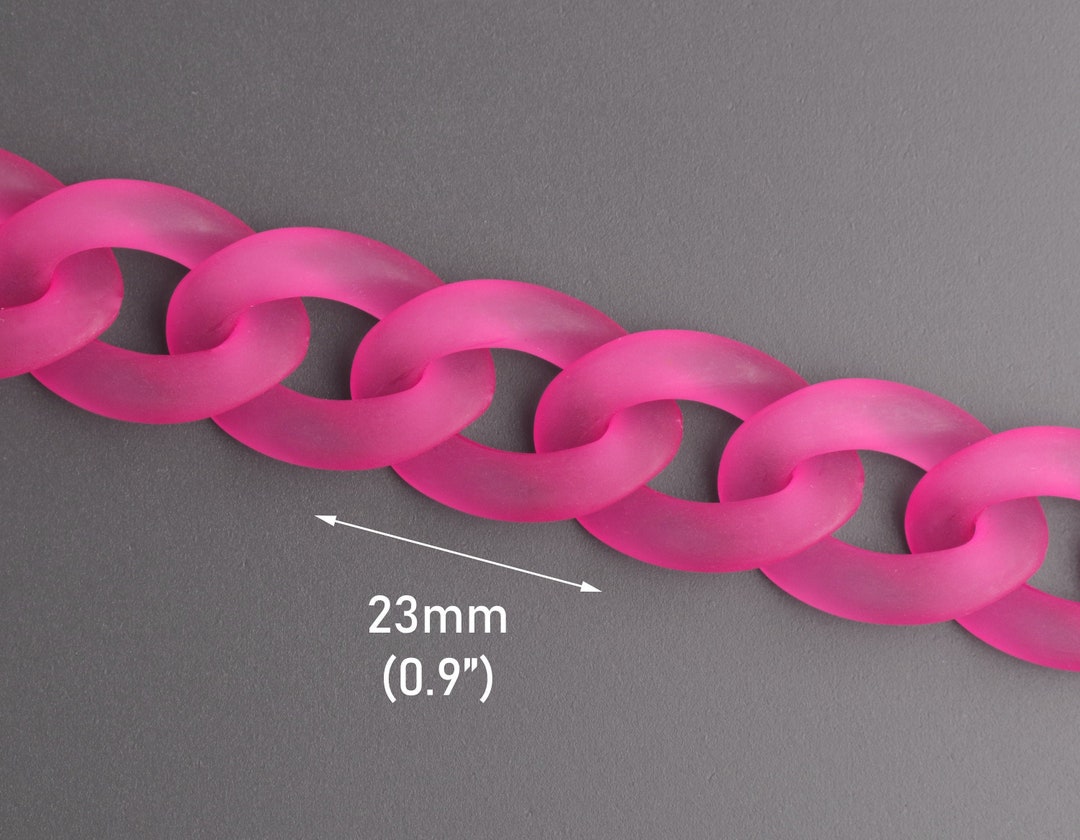 1ft Frosted Hot Pink Plastic Chain Links, 23 X 17mm, Transparent Matte ...