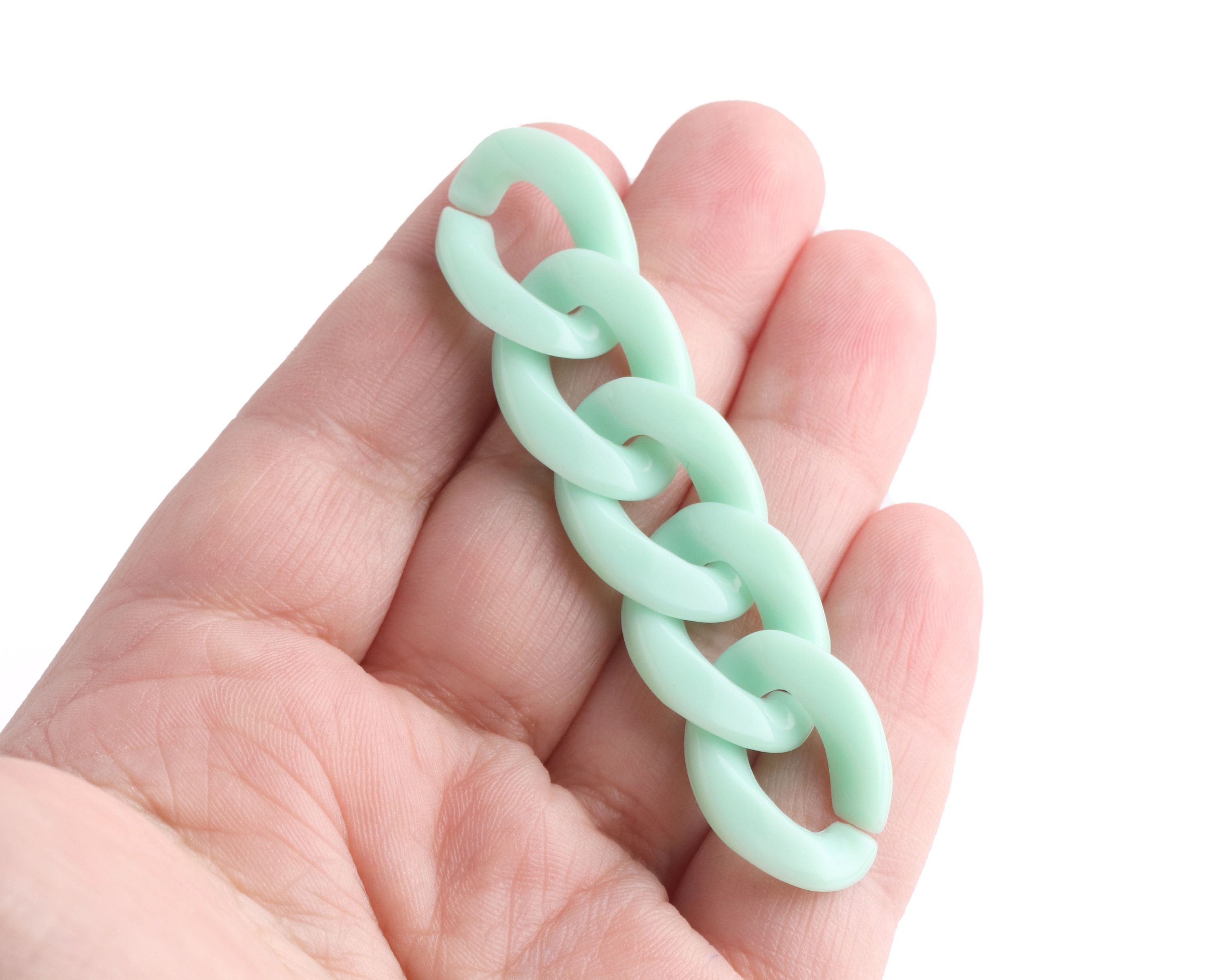 1ft Mint Green Acrylic Chain Links, 23 X 17mm, Seafoam Green Chain ...