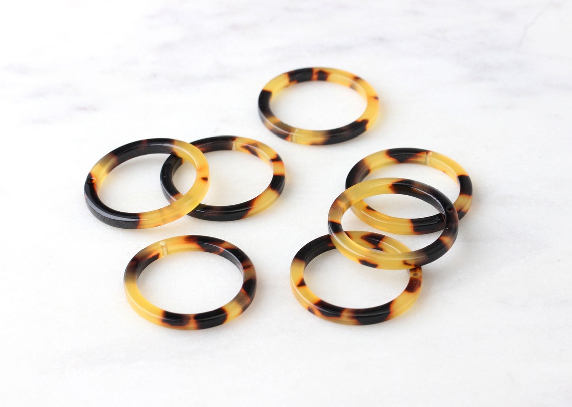 4 Flat Circle Rings in Tortoise Shell Colors, 1" Rings Tortoise Jewelry ...