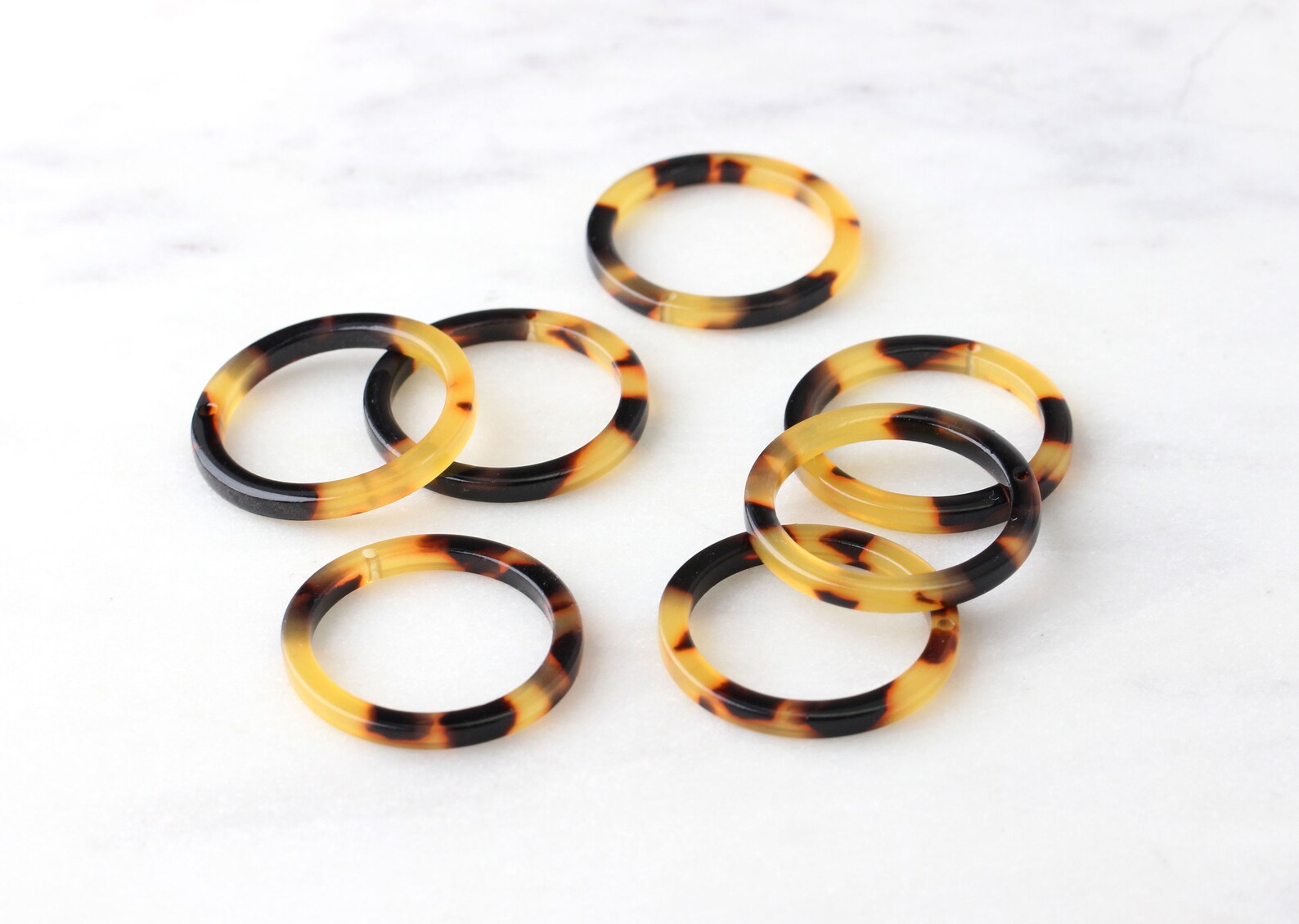 4 Flat Circle Rings in Tortoise Shell Colors, 1" Rings Tortoise Jewelry ...
