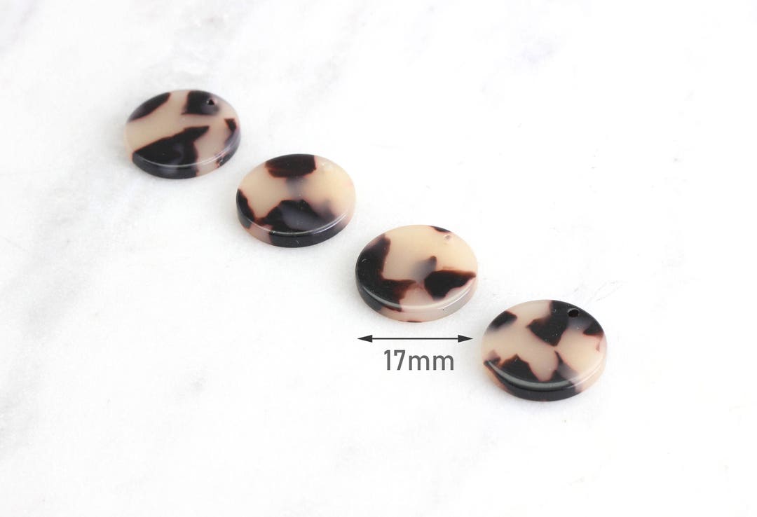 4 Blonde Tortoise Shell Circles 17mm, Plastic Disc Bead Marble, Acrylic ...