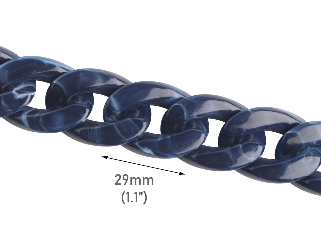 1ft Navy Blue Plastic Chain Links, 29 X 21mm, Marbled, Dark Blue Chain ...