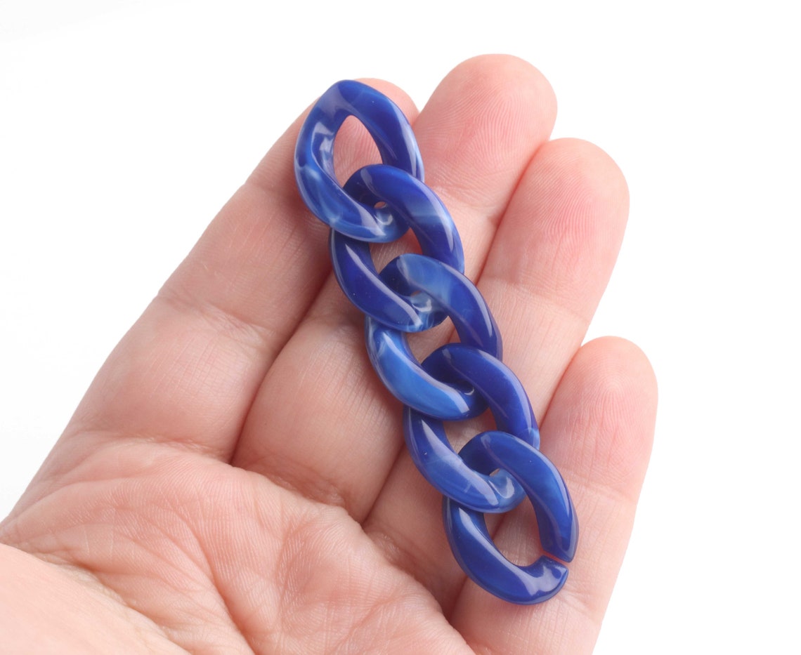 1ft Lightning Blue Plastic Chain Links, 24 X 17mm, Large Cuban Link ...