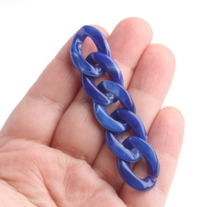 1ft Lightning Blue Plastic Chain Links, 24 X 17mm, Large Cuban Link ...