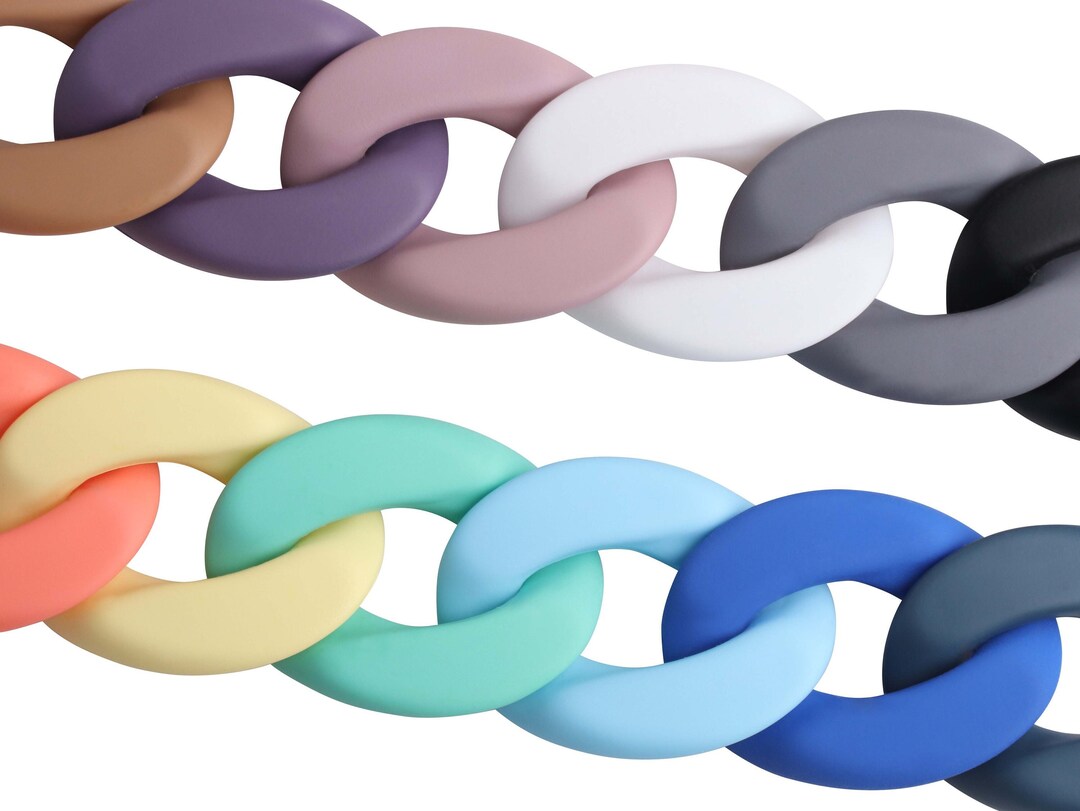 1ft Matte Rainbow Plastic Chain Links, 39 X 29mm, Acrylic Chain, Random ...