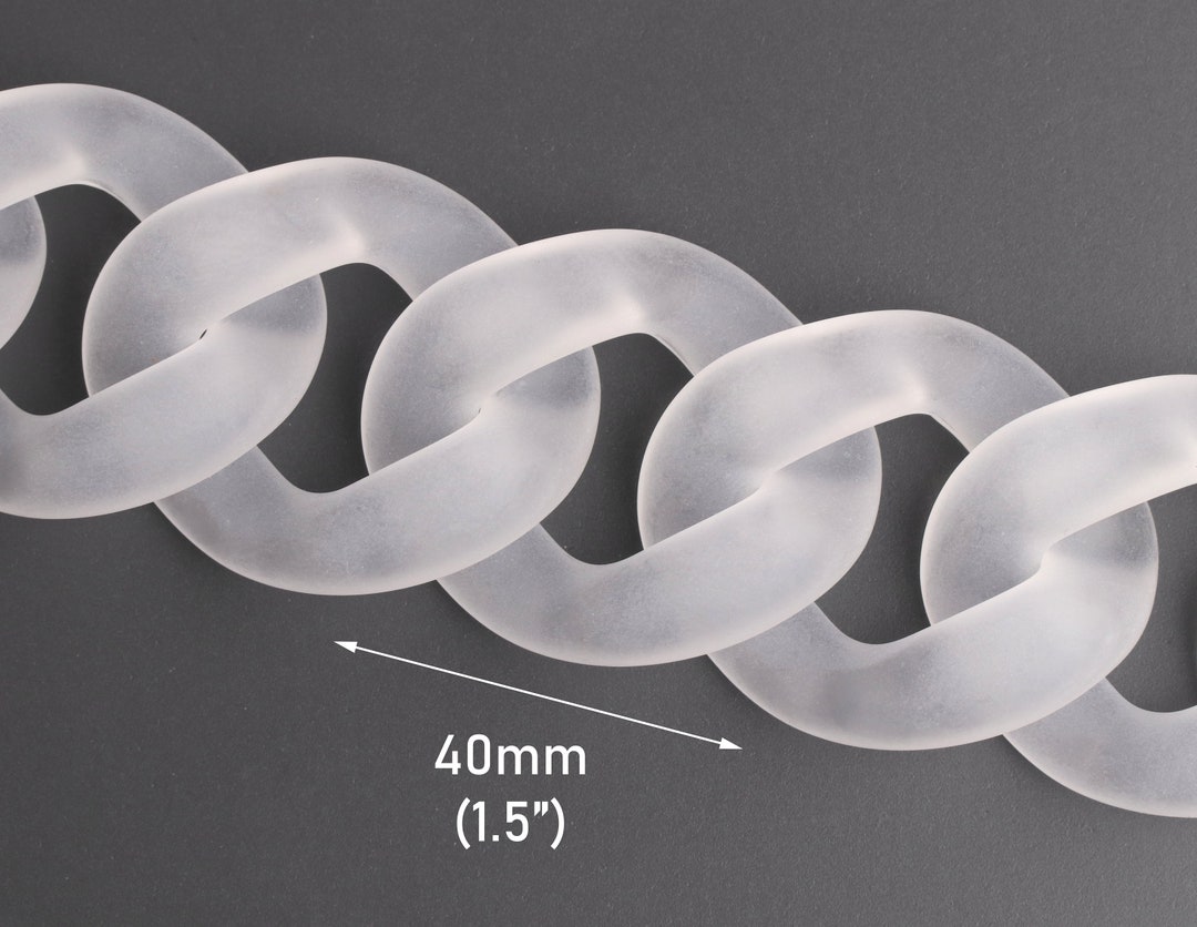 1ft Frosted Acrylic Chain Links, 40 X 33.5mm, Matte White Crystal ...