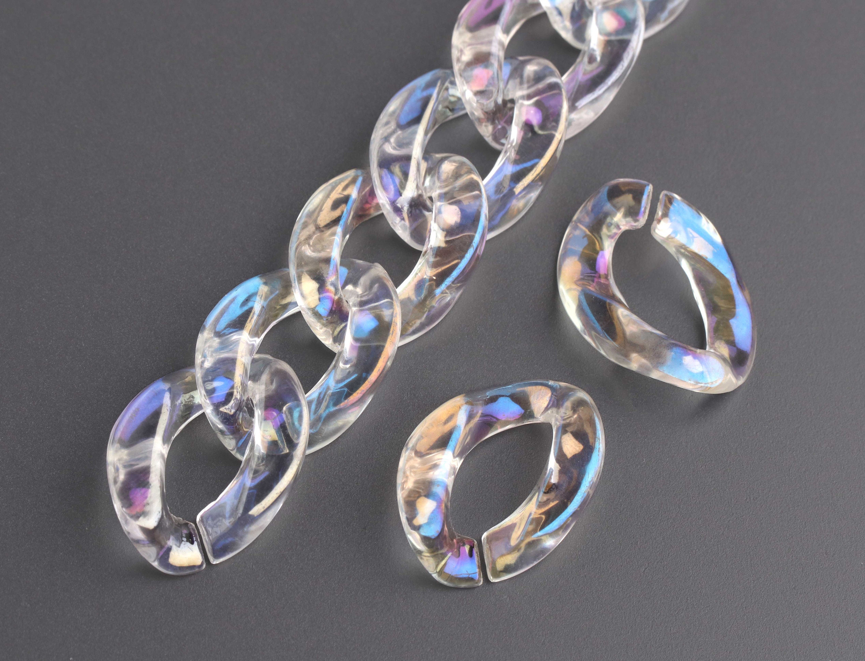 1ft Opal Clear Acrylic Chain Links 23x17mm Iridescent - Etsy