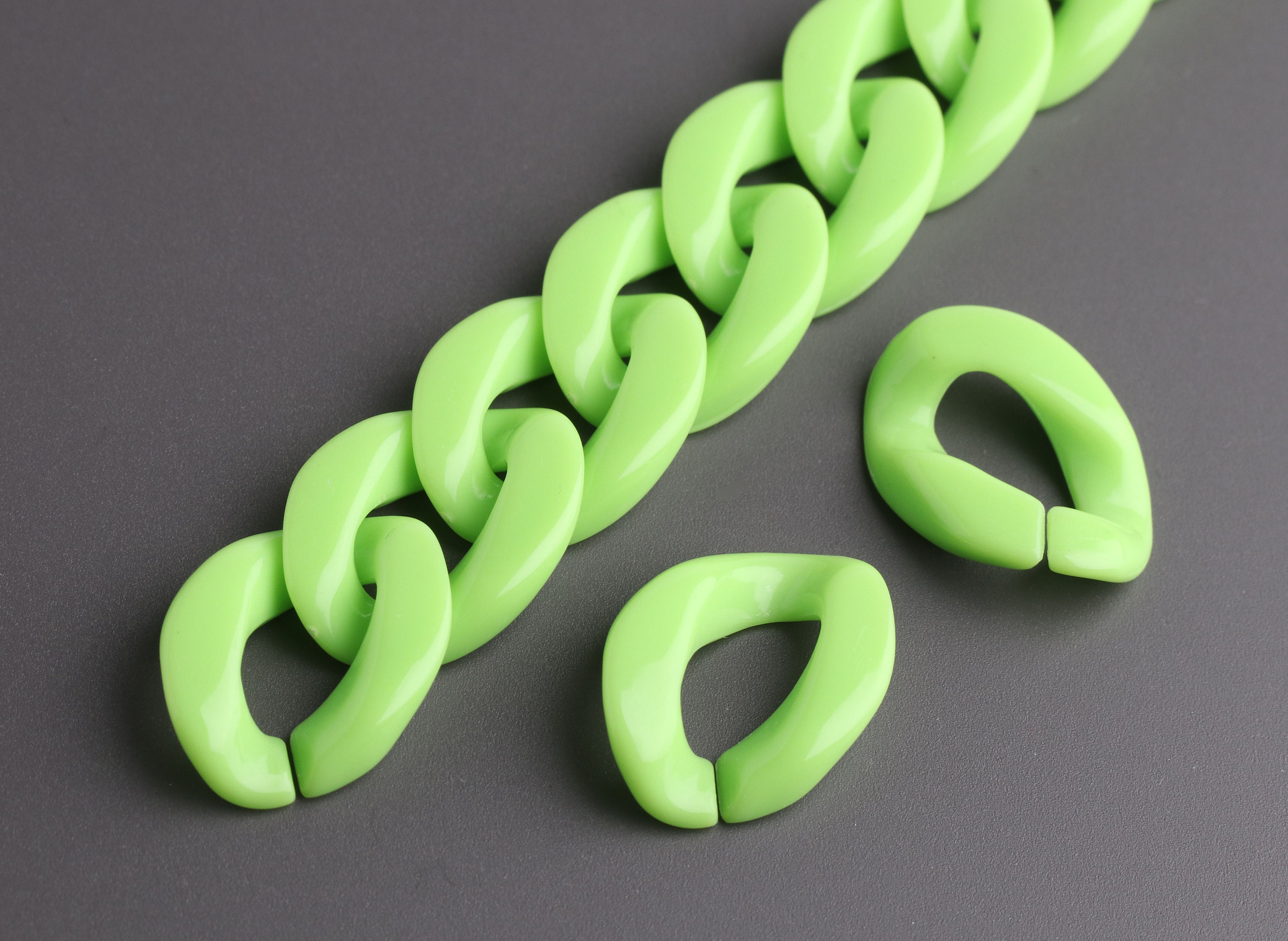 1ft Lime Green Acrylic Chain Links 23mm X 17mm Loose Open | Etsy