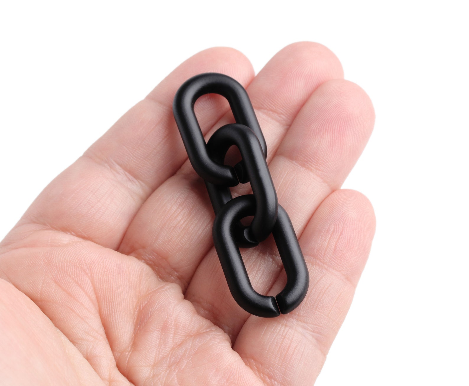 1ft Matte Black Chain Links, 27 X 16mm, Ultra Smooth, Rubberized ...