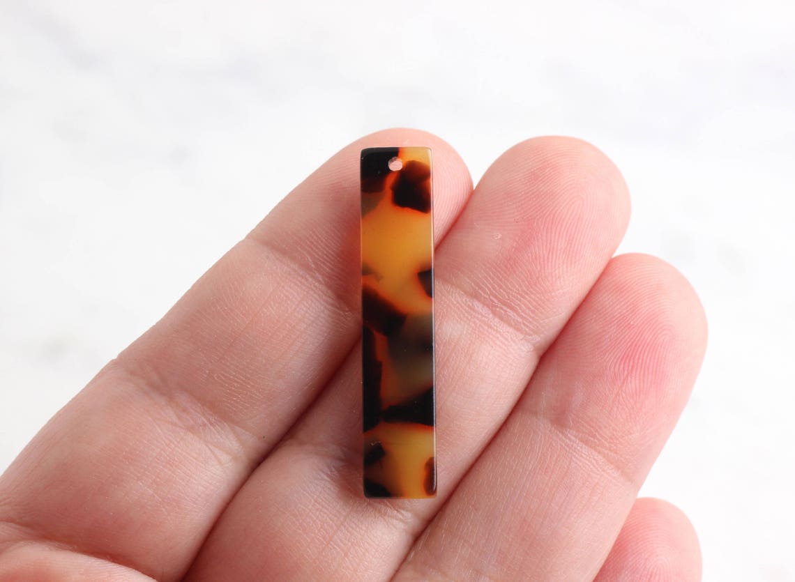4 Marble Brown Tortoise Shell Charms 35x7mm, Acrylic Tortoise Amber ...
