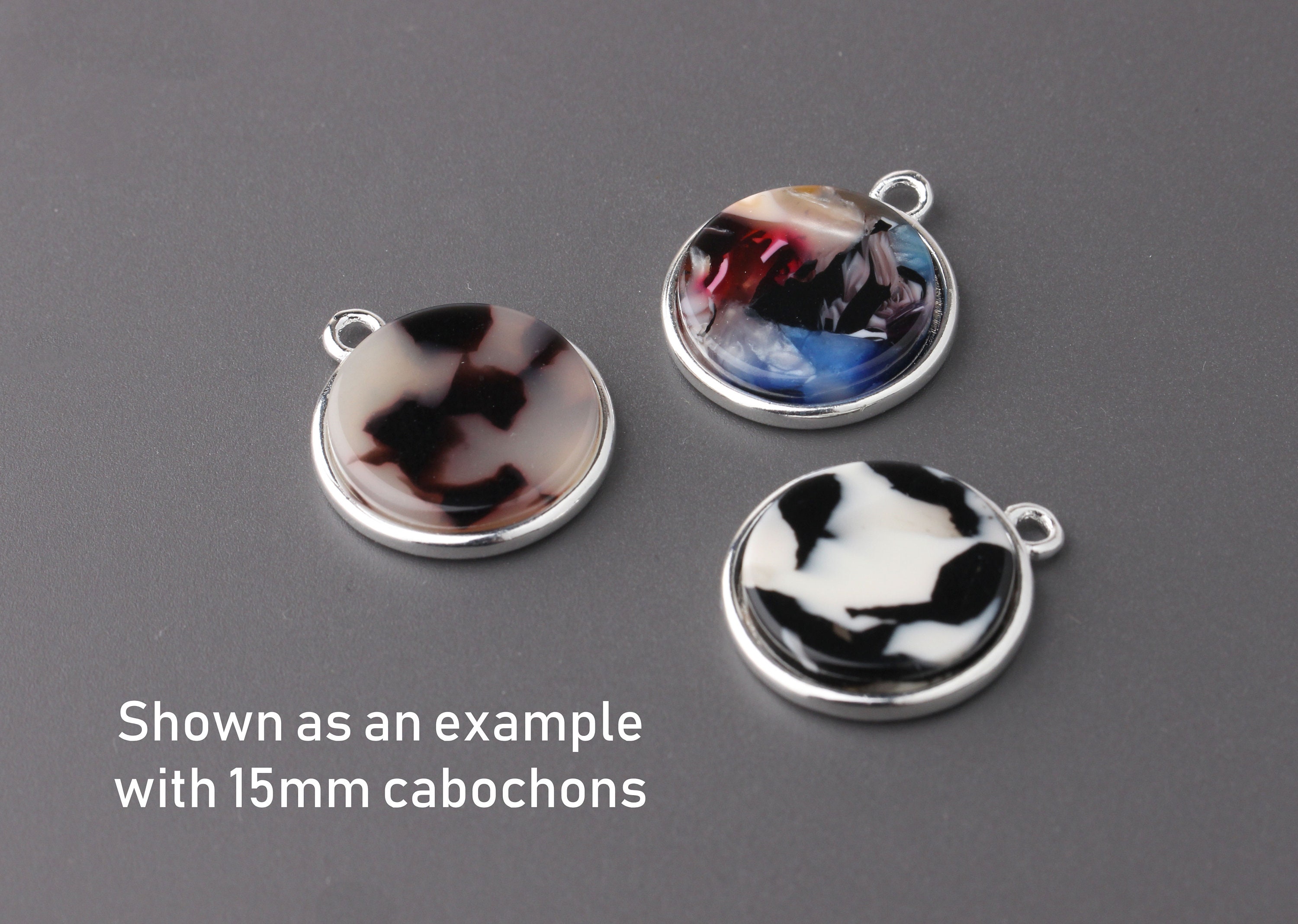 4 Open Back Bezels, 15mm Bezel Setting, Smooth Bezel Cabochon, Silver ...