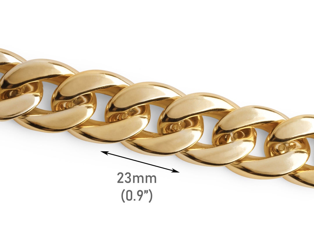 1ft Glossy Gold Acrylic Chain Links, 23 X 17mm, Lightweight, Fake Gold ...